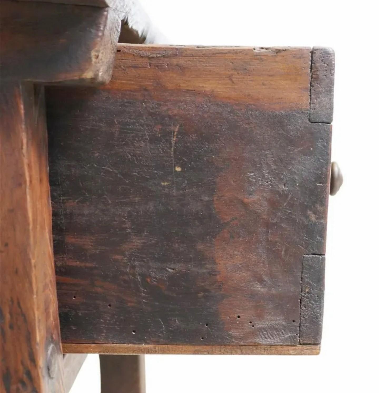 Rustic 18th Century Spanish Baroque Style Walnut End Table Nightstand ...