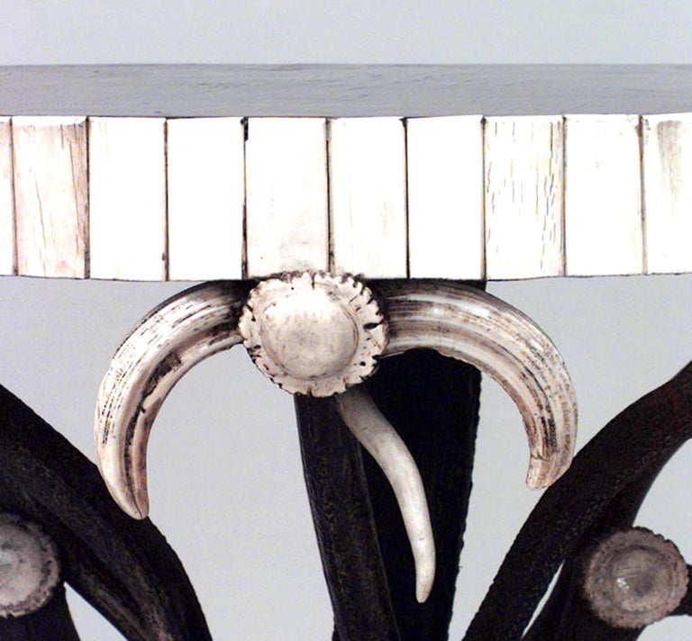 Rustic Continental Ebonized Antler Console Table For Sale at 1stDibs