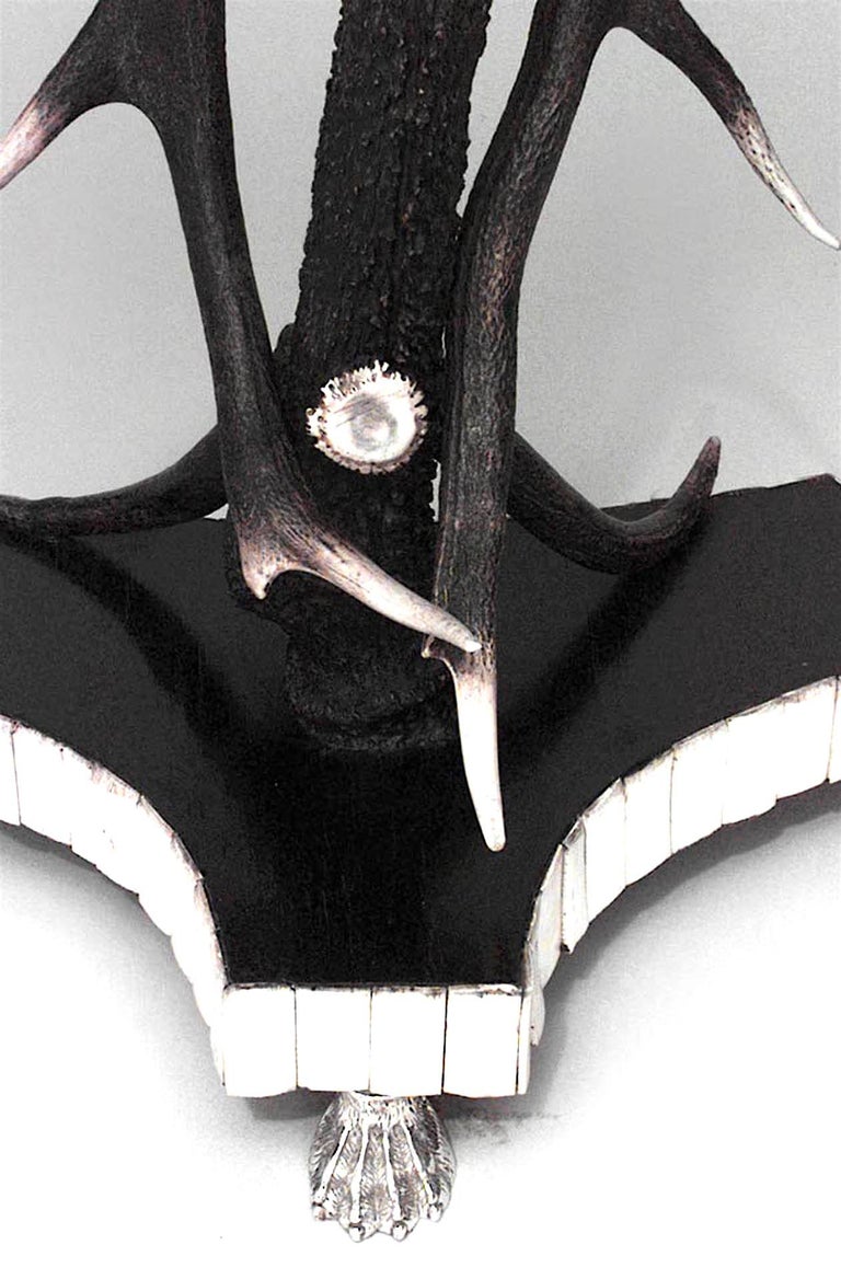 Rustic Continental Ebonized Antler Console Table For Sale at 1stDibs