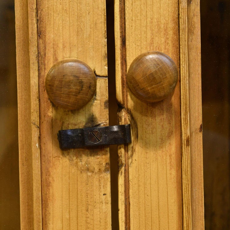Rustic 19th Century English Country Cupboard in Pine with Glazed Doors ...