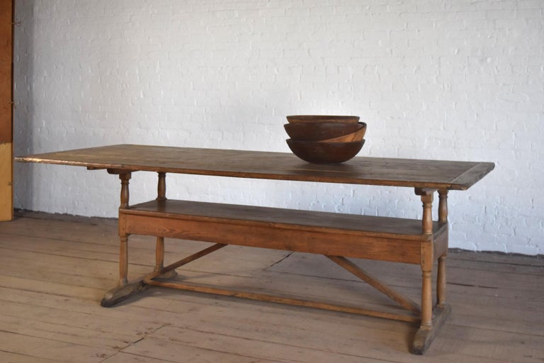 Rustic 19th century pine Settle-Table / Farmhouse Table For Sale at ...