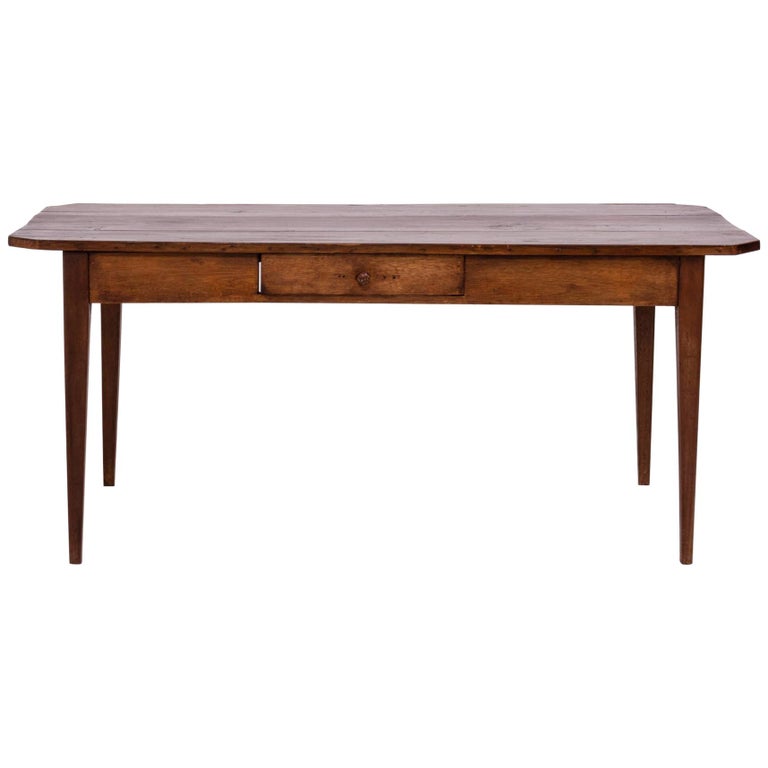 Rustic 19th Century Solid Wood Farmhouse Table, with Drawer at 1stDibs