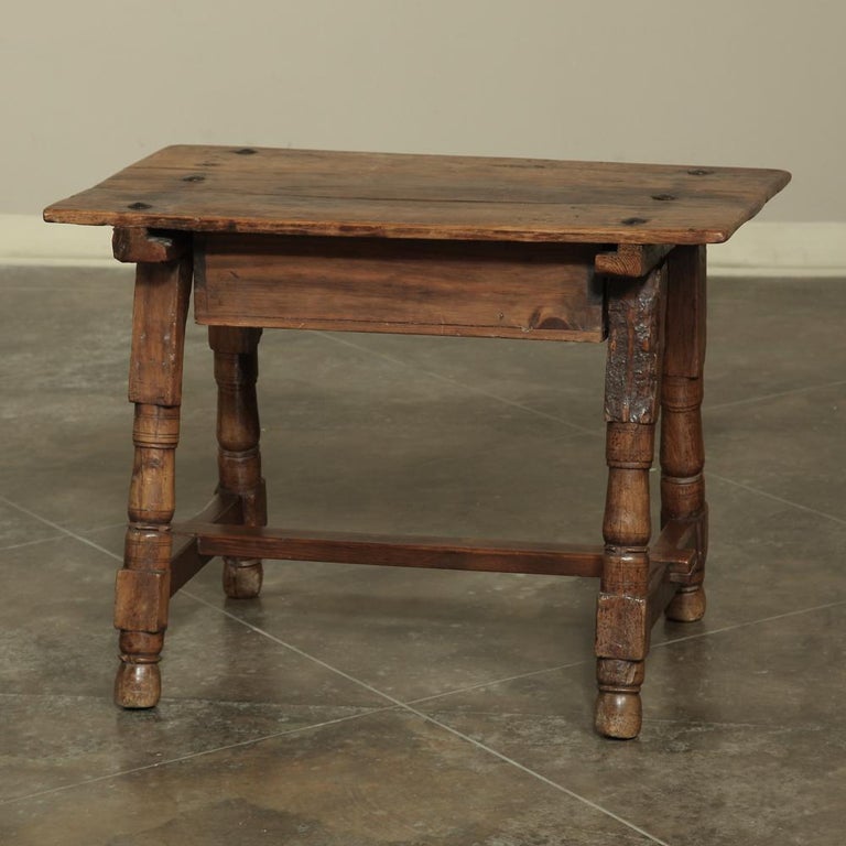 Rustic 19th Century Spanish Hand Carved End Table at 1stDibs