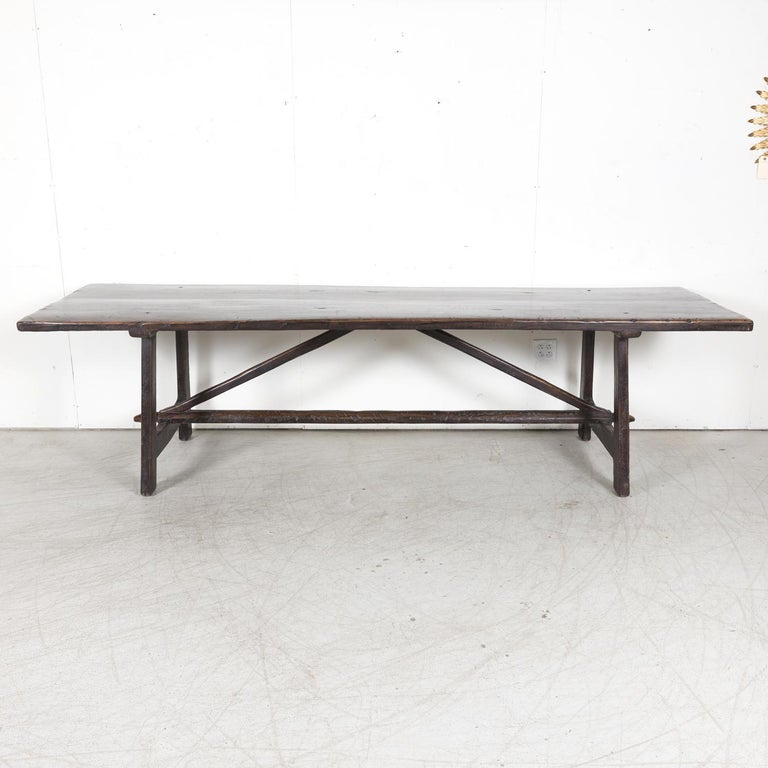 Rustic 19th Century Walnut Spanish Refectory or Monastery Trestle ...