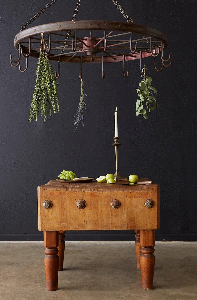 Rustic American Maple Butchers Block Table or Island at 1stDibs