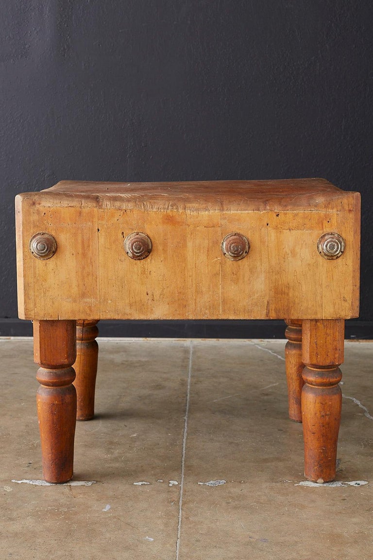 Rustic American Maple Butchers Block Table or Island at 1stDibs