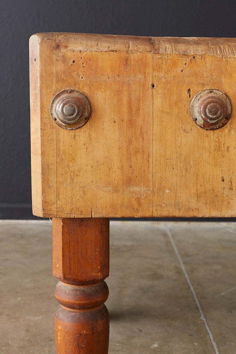 Rustic American Maple Butchers Block Table or Island at 1stDibs