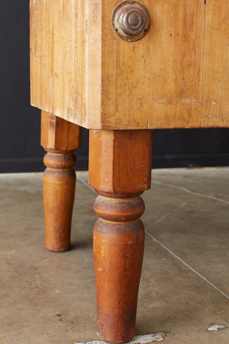 Rustic American Maple Butchers Block Table or Island at 1stDibs