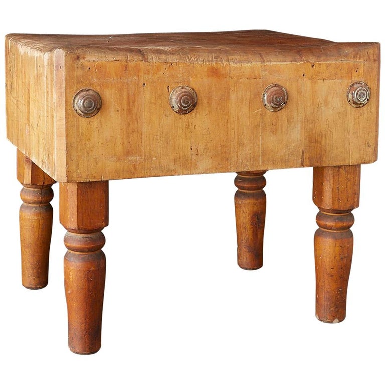 Rustic American Maple Butchers Block Table or Island at 1stDibs