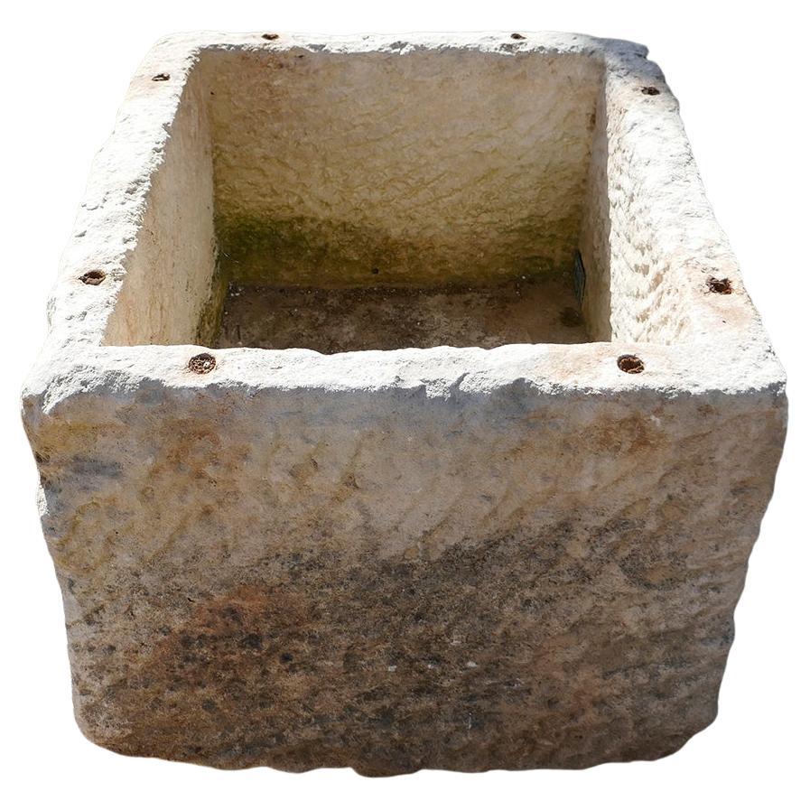 Rustic Hand Carved Stone Container Jardinière Trough Basin Planter ...
