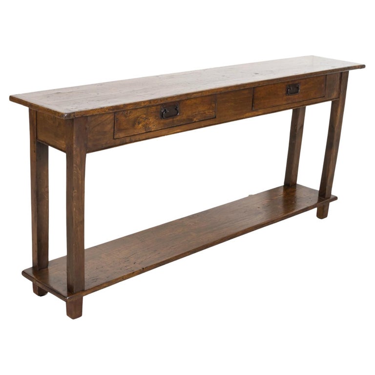 Rustic Antique Country French Walnut and Oak Console or Sofa Table with ...