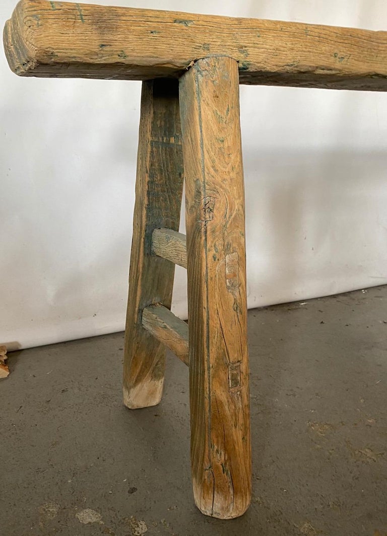 Rustic Antique Elm Wood Bench at 1stDibs