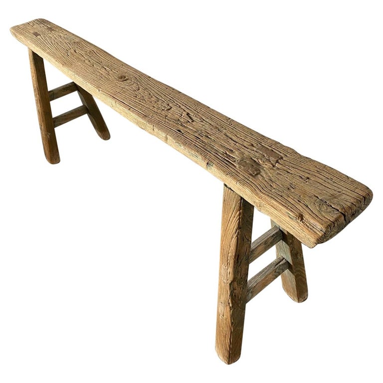 Rustic Antique Elm Wood Bench at 1stDibs
