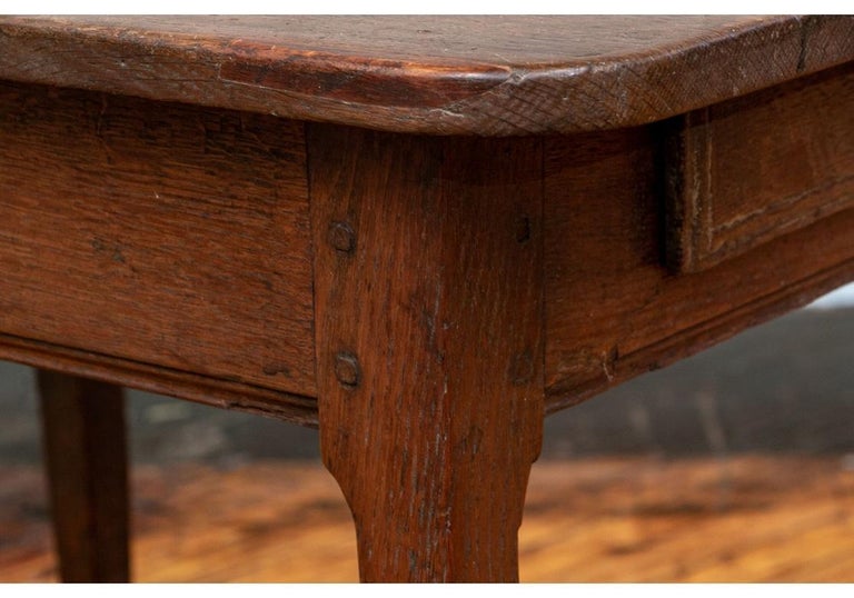 Rustic Antique European Table with Two Glass Wells For Sale at 1stDibs