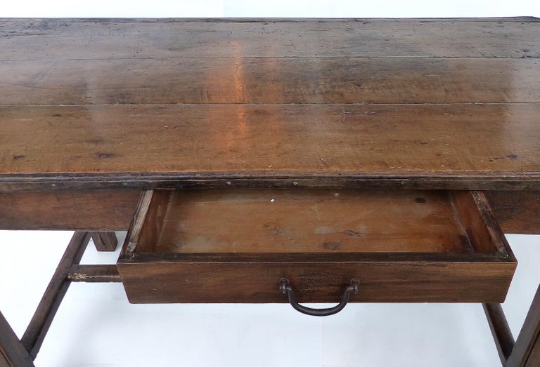 Rustic Antique Farm Work Table or Desk with Drawers at 1stDibs