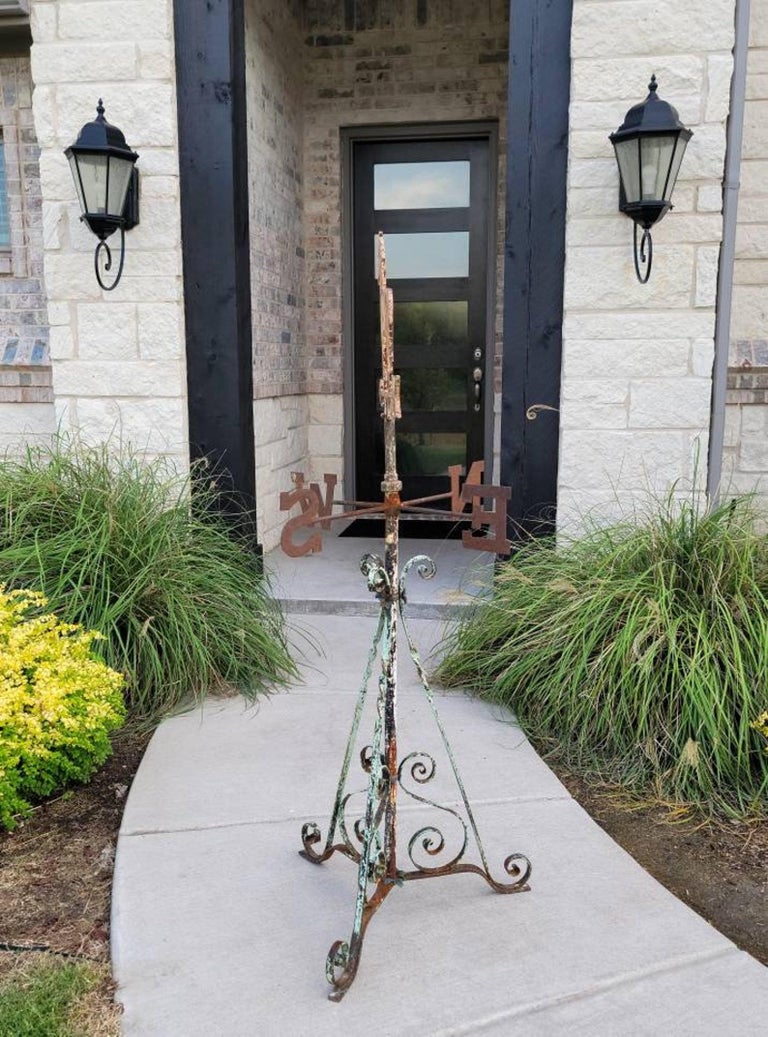 Rustic Antique Farmhouse Horse Weathervane Scrolled Stand at 1stDibs