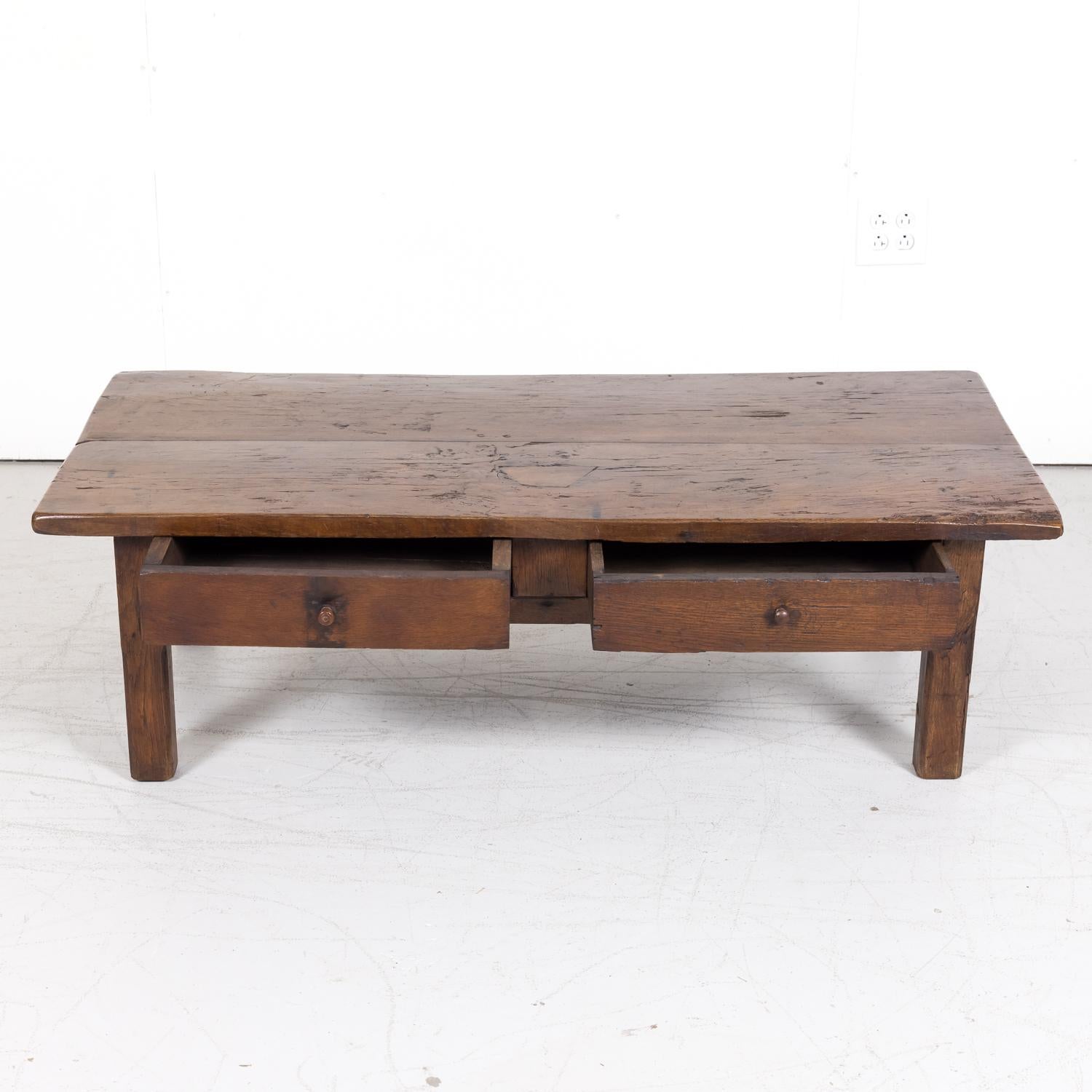 Rustic Antique French Country Solid Oak Table Basse or Coffee Table ...