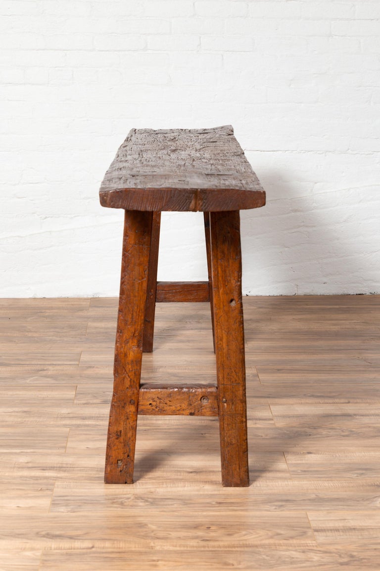 Rustic Antique Indonesian Console Table with Distressed Wood and A ...