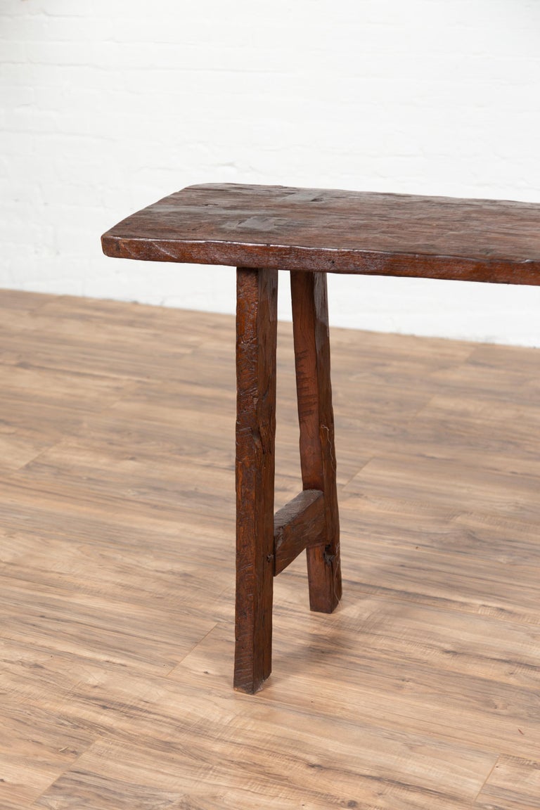 Rustic Antique Indonesian Console Table with Distressed Wood and A ...