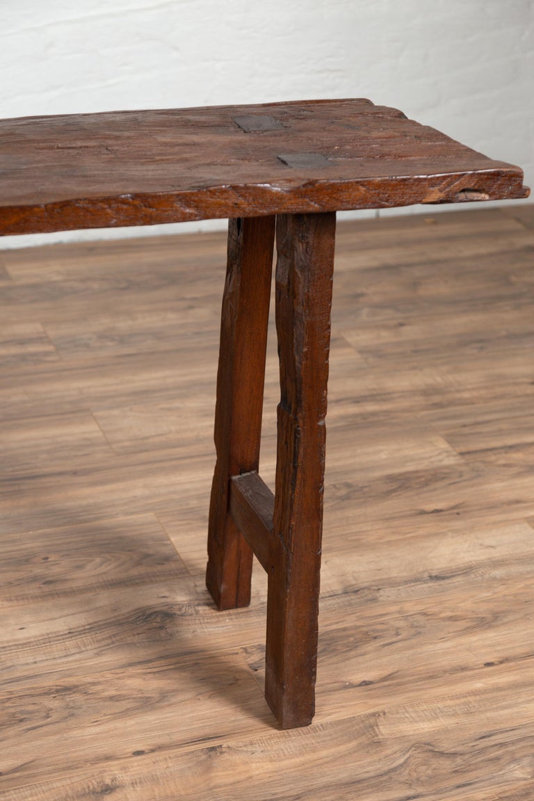 Rustic Antique Indonesian Console Table with Distressed Wood and A ...