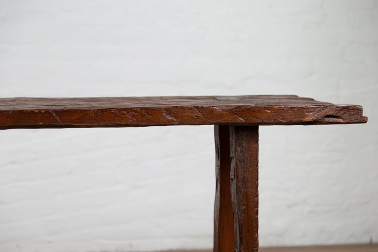 Rustic Antique Indonesian Console Table with Distressed Wood and A ...