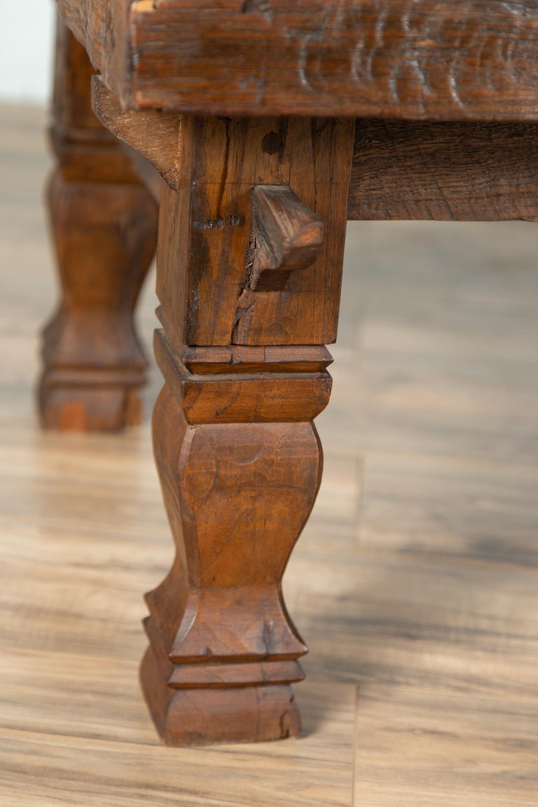 Rustic Antique Javanese Teak Coffee Table with Textured Top and ...