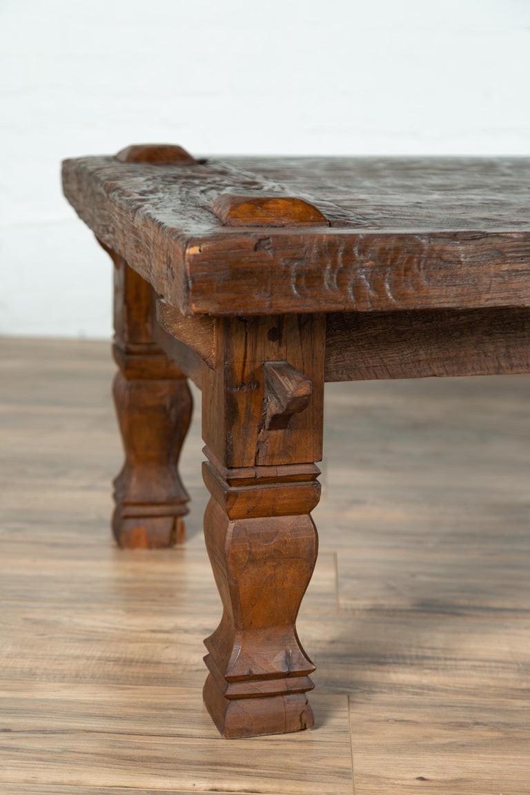 Rustic Antique Javanese Teak Coffee Table with Textured Top and ...