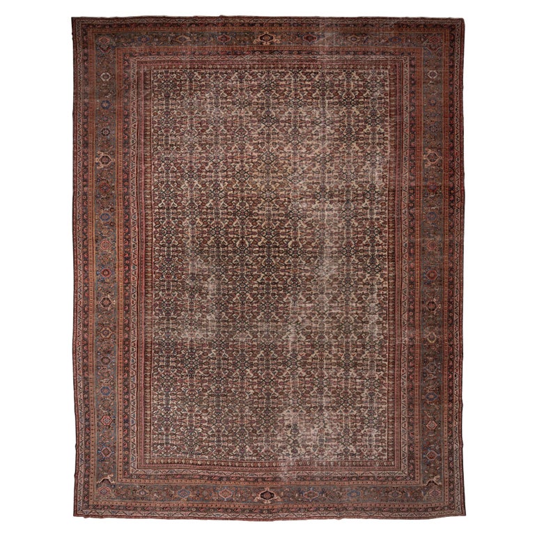 Rustic Antique Mahal Carpet For Sale at 1stDibs