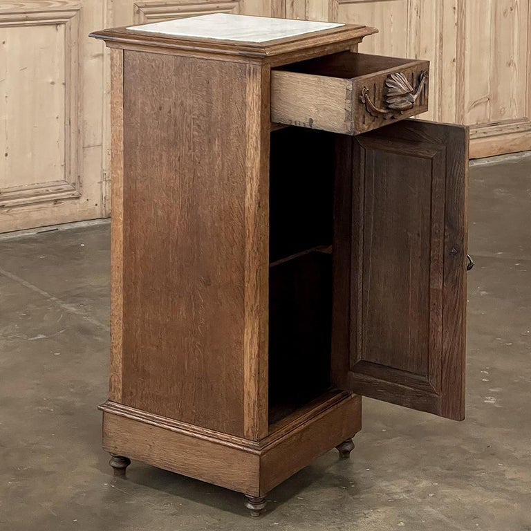 Rustic Antique Neoclassical Marble Top Nightstand ~ Pedestal For Sale ...