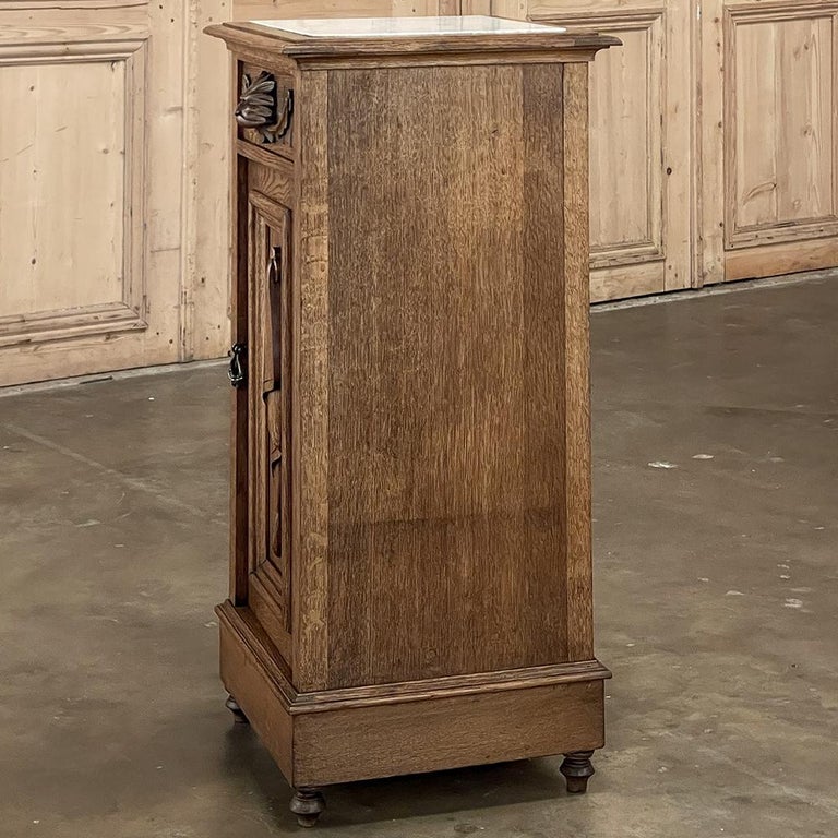 Rustic Antique Neoclassical Marble Top Nightstand ~ Pedestal For Sale ...