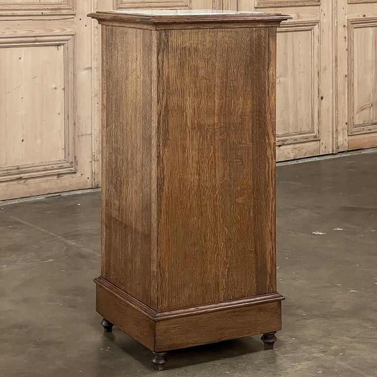 Rustic Antique Neoclassical Marble Top Nightstand ~ Pedestal For Sale ...