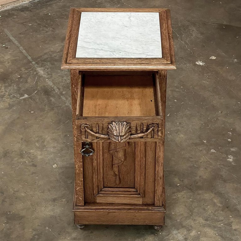 Rustic Antique Neoclassical Marble Top Nightstand ~ Pedestal For Sale ...