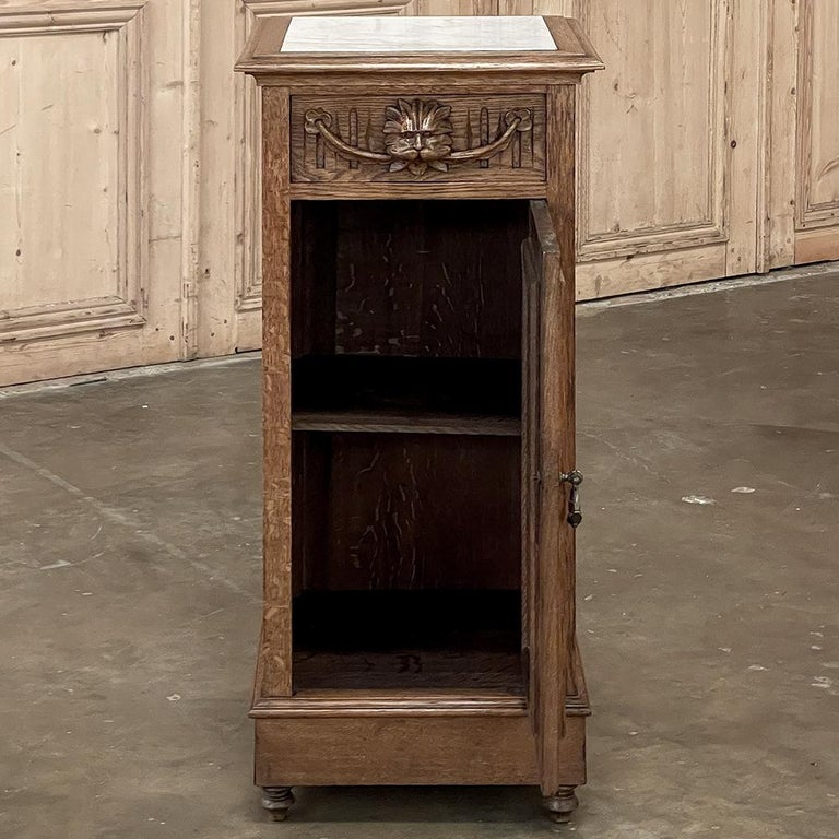 Rustic Antique Neoclassical Marble Top Nightstand ~ Pedestal For Sale ...