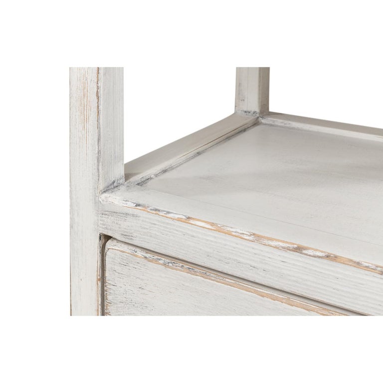 Rustic Antiqued White Stand For Sale at 1stDibs