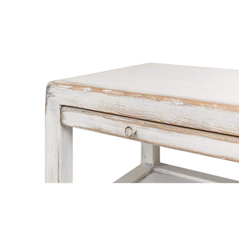 Rustic Antiqued White Stand For Sale at 1stDibs