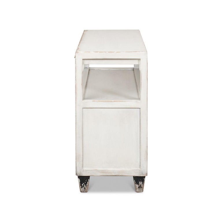 Rustic Antiqued White Stand For Sale at 1stDibs