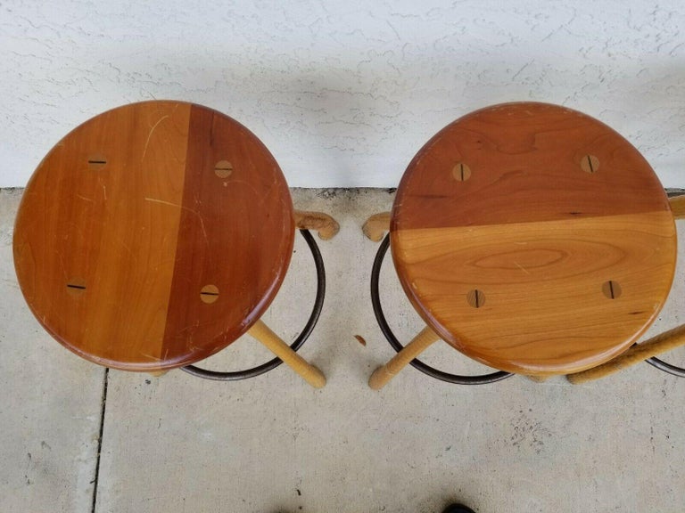 Rustic Ax Handle Counter Stools, Set of 4 For Sale at 1stDibs