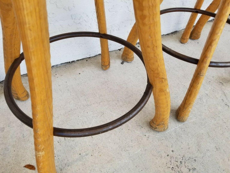 Rustic Ax Handle Counter Stools, Set of 4 For Sale at 1stDibs