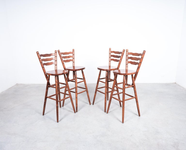 Rustic Bar Stools Midcentury from Birch Wood, Germany, 1970 For Sale at ...
