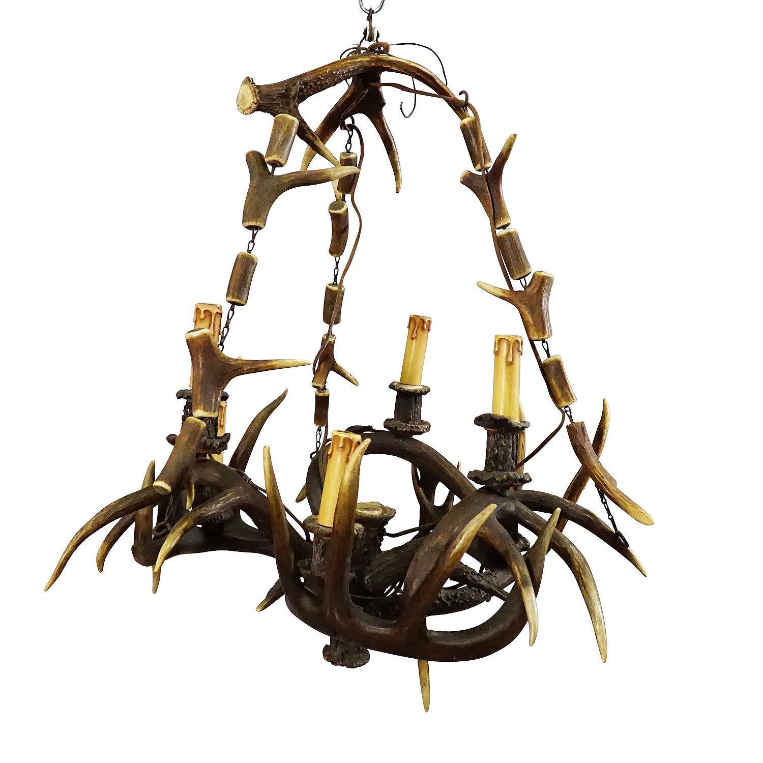 Rustic Black Forest Antler Chandelier ca. 1900 For Sale at 1stDibs