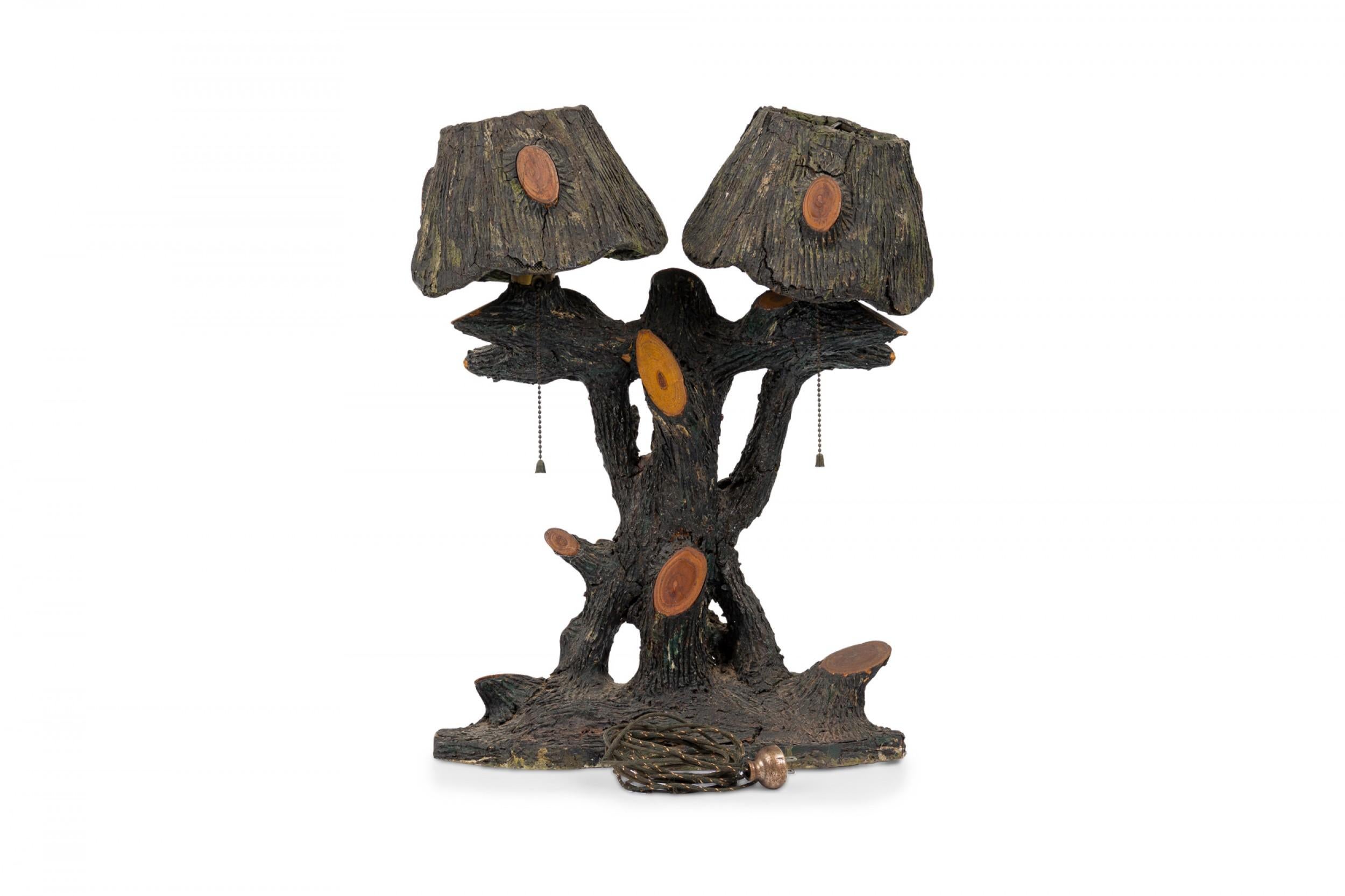 Rustic Black Forest Branch and Bark Two Shade Table Lamp For Sale at ...