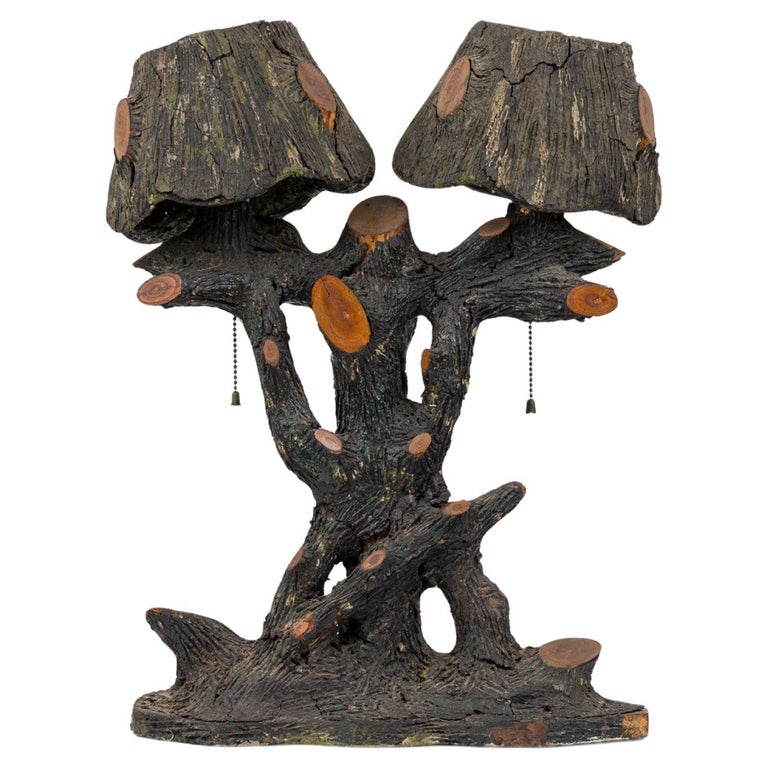 Rustic Black Forest Branch and Bark Two Shade Table Lamp For Sale at ...