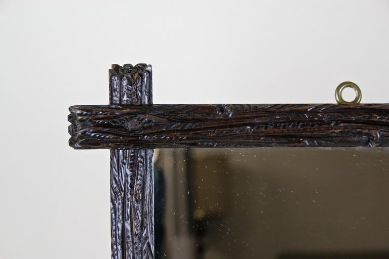 Rustic Black Forest Wall Mirror Hand Carved, Austria, circa 1890 at 1stDibs
