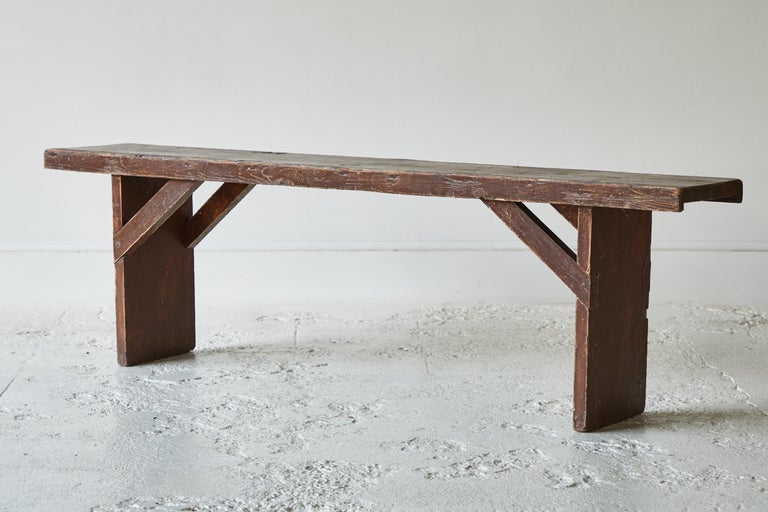 Rustic Brown Painted Bucket Bench at 1stDibs | bucket bench for sale