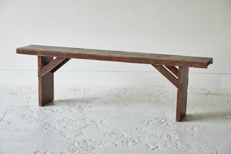 Rustic Brown Painted Bucket Bench at 1stDibs | bucket bench for sale