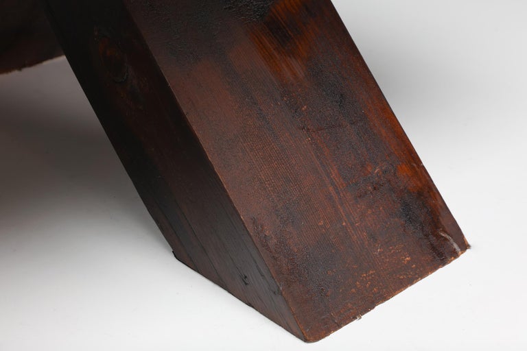 Rustic Brutalist Dark Wooden Dining Table with X-Legs, Italy, 1940's ...