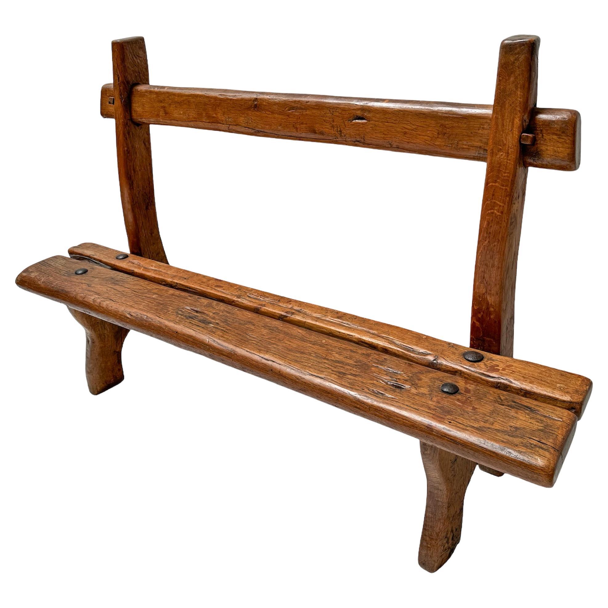 Rustic Brutalist Small Bench, 1960s For Sale at 1stDibs