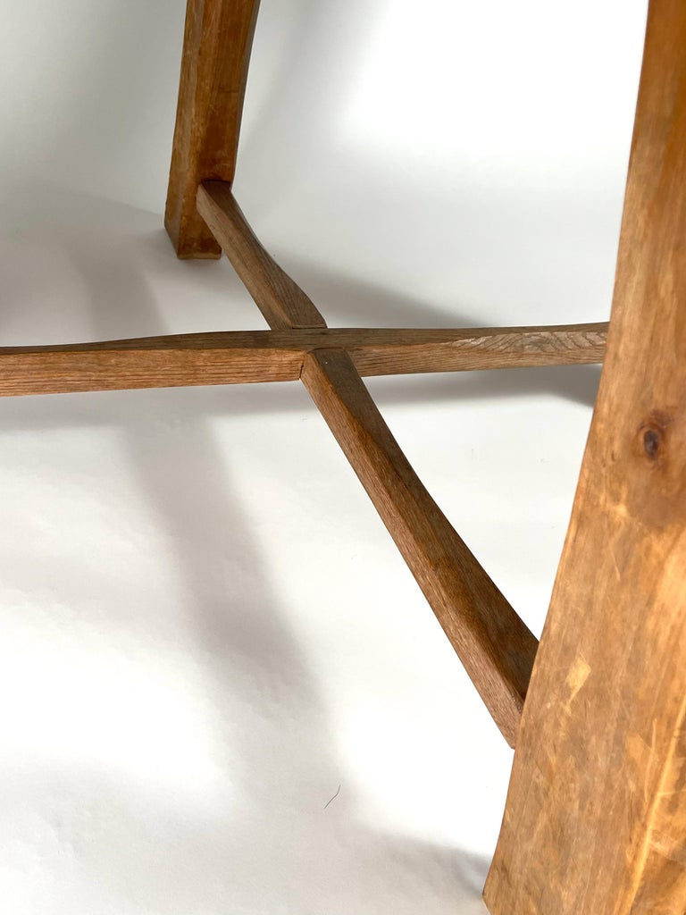 Rustic Carved Pine Round Dining Table For Sale at 1stDibs