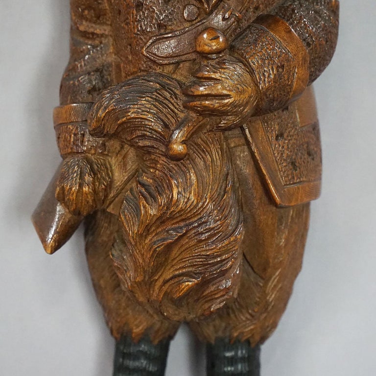 Rustic Carved Wood Hunter Fox Coat Hook with Music at 1stDibs