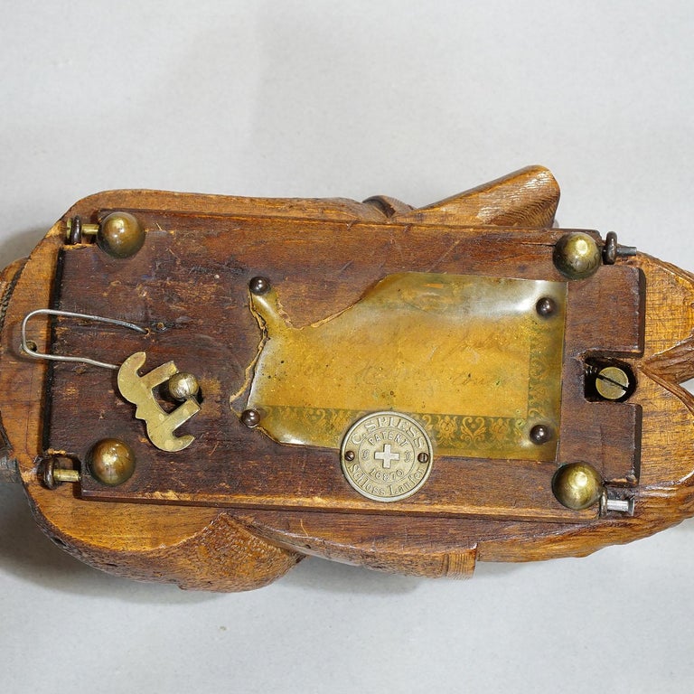 Rustic Carved Wood Hunter Fox Coat Hook with Music at 1stDibs